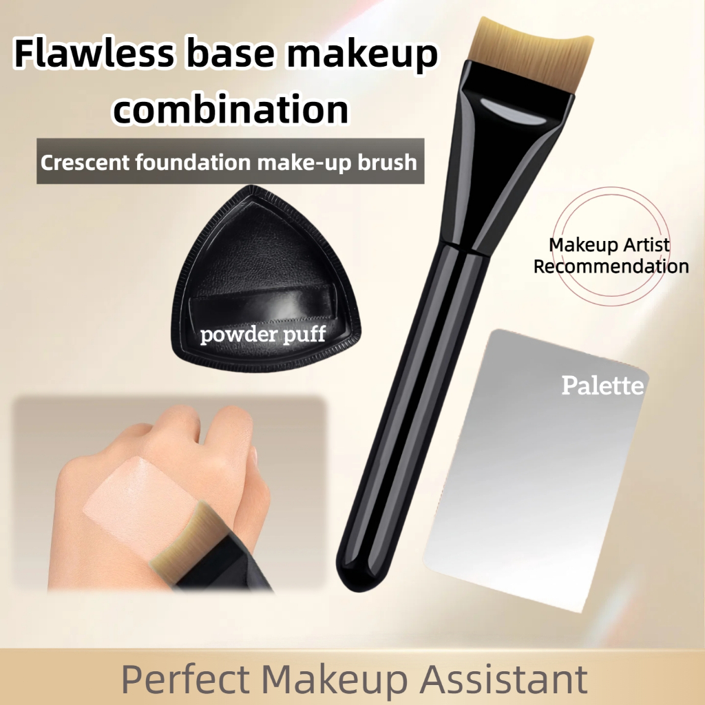 Foundation Brush Crescent Soft Bristles Flawless Makeup Tools Brushes ...