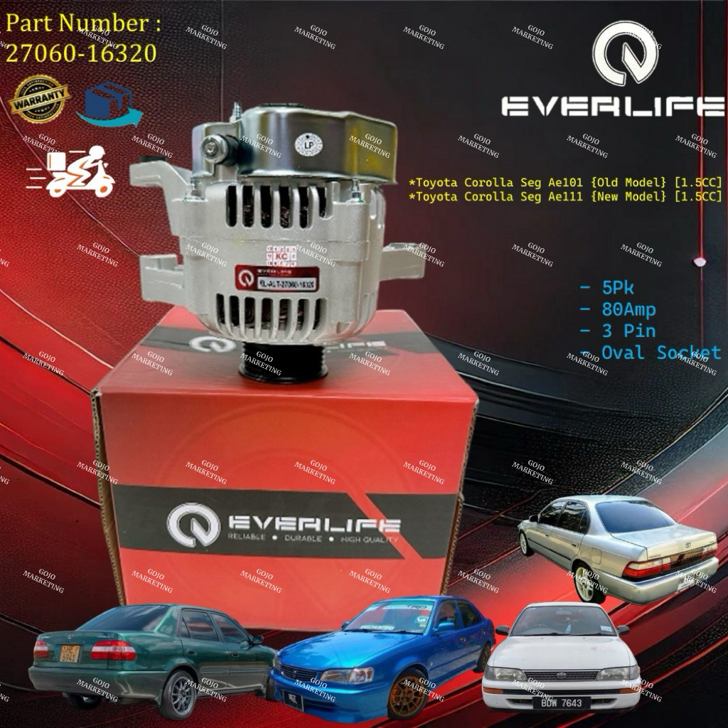 {27060-16320} Alternator Toyota Corolla Seg Ae101 Old Model 1.5CC / Corolla Seg Ae111 New Model ...