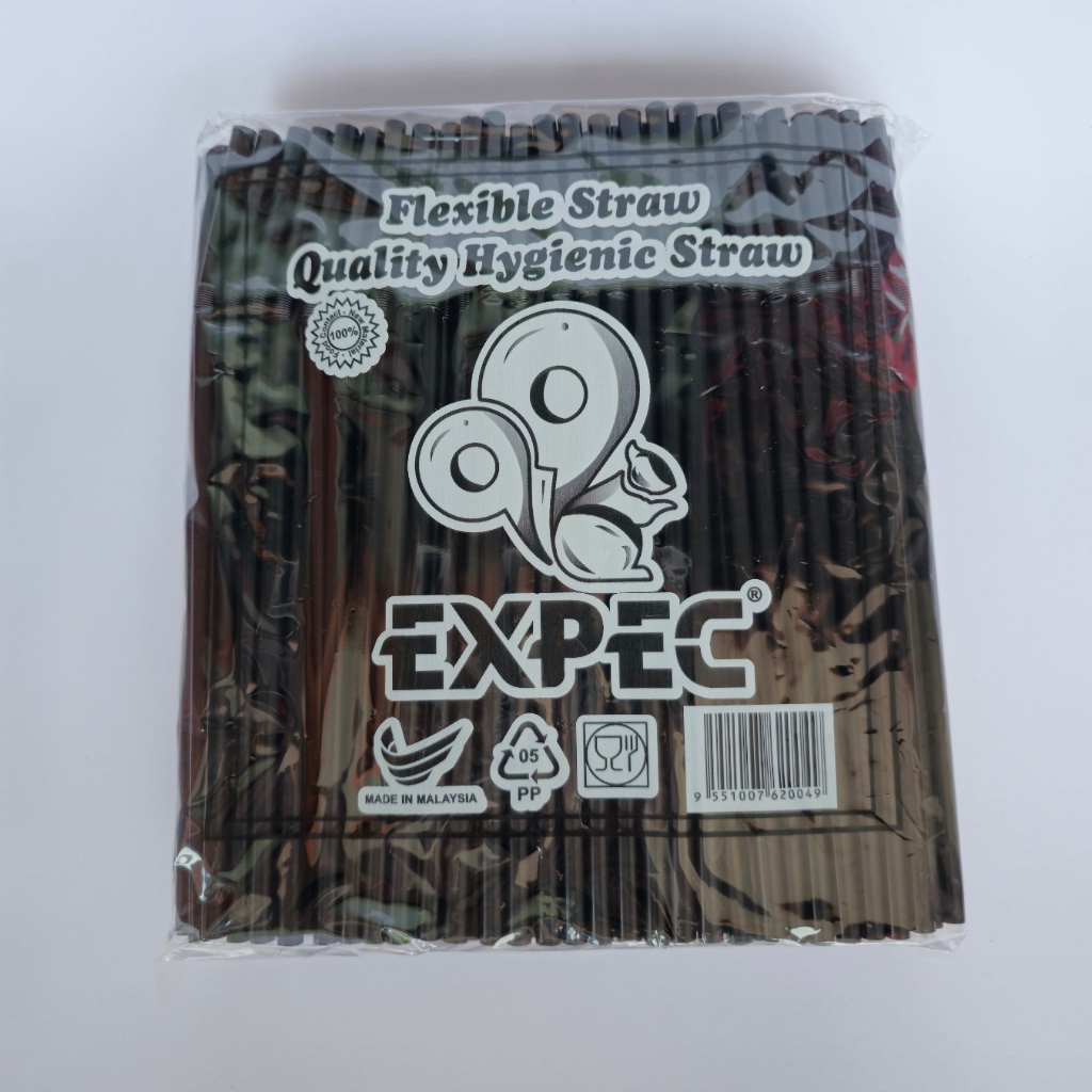 STRAW HITAM FLEXIBLE JENAMA EXPEC /250pc | Shopee Malaysia