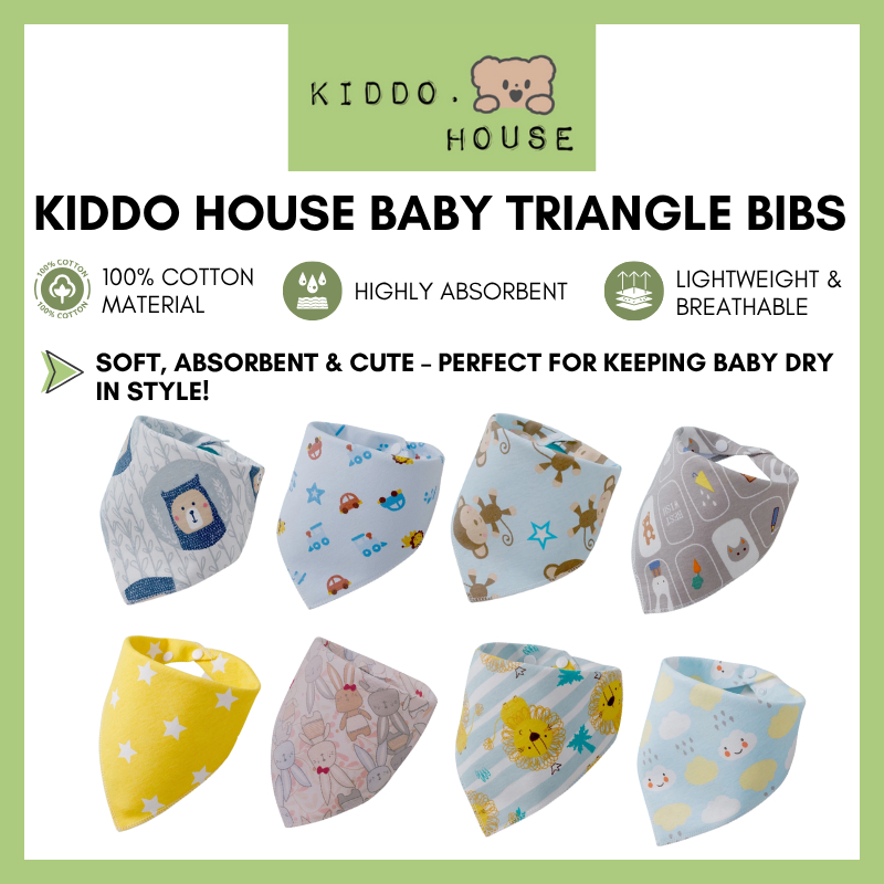 Kiddo House Bib Bayi Segitiga Tuala Air Liur Bayi Baby Triangle Bibs ...