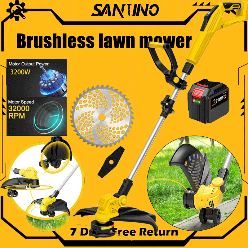 SANTINO【2025 NEW True 3200W】 Brushless cordless mesin rumput Portable ...