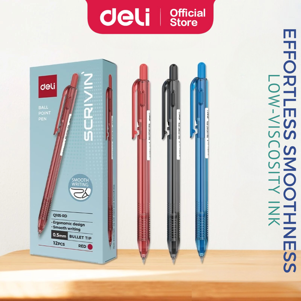 Deli ROBALL Ballpoint Pen 0.5mm Retractable Smooth Writing Quick-Drying ...