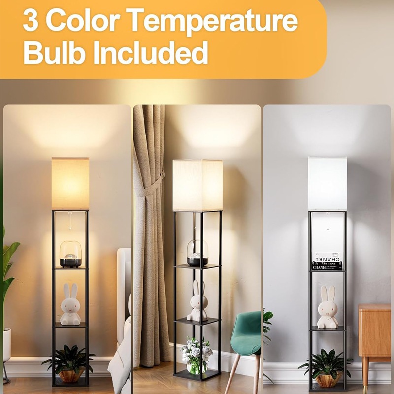 Floor Lamp Shelf rack Lampu Lantai Rak,Floor lamp with 3 Color ...