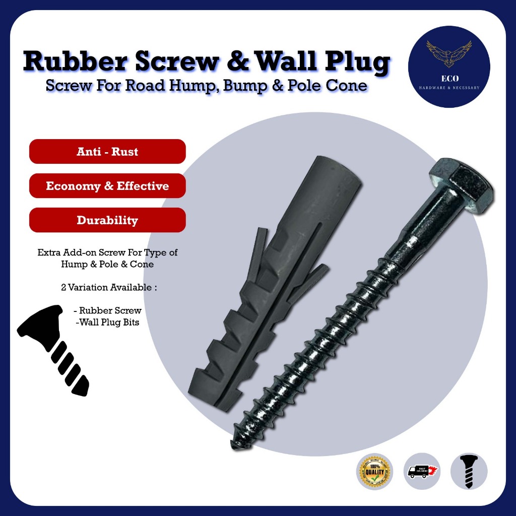 1set Rubber Speed Bump Hump Pole Bollard Cone Wall Plug Bolt Screw ...