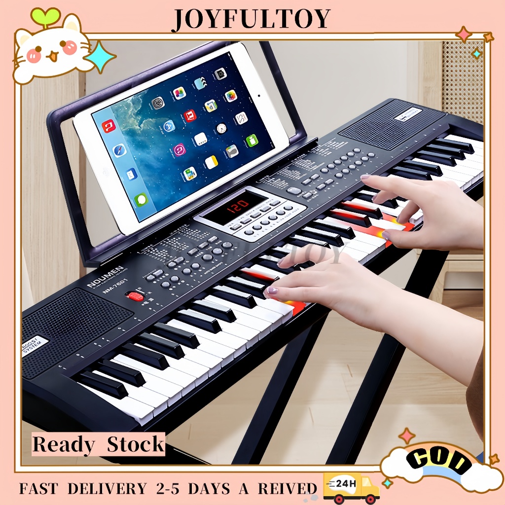61 Keys Piano Electronic Keyboard with Microphone and Piano Score Stand ...
