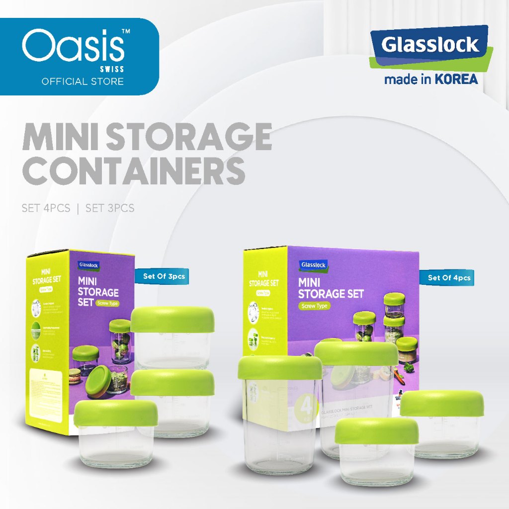 (Microwave safe)Glasslock Bekas Penyimpanan Kaca Kedap Udara Mini ...