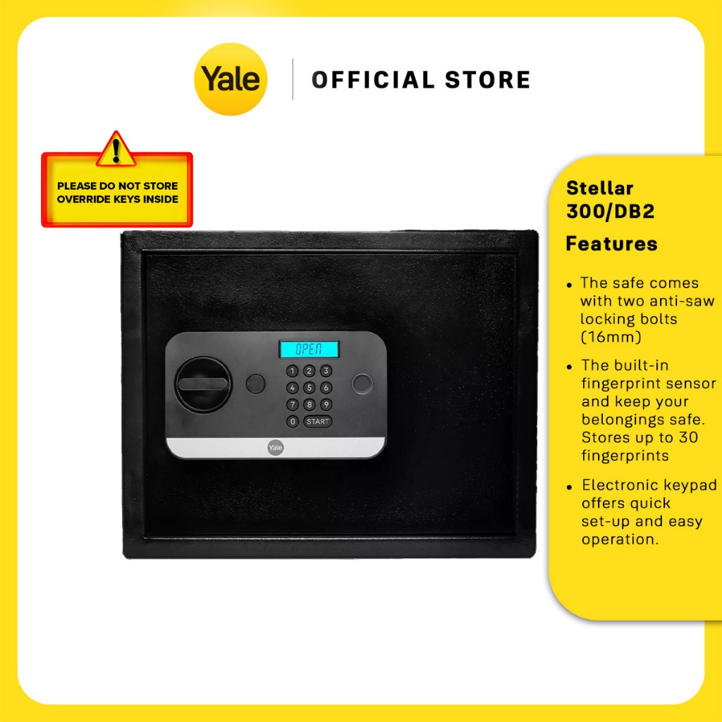 Yale Stellar 27.3L Biometric Safe Box 300/DB2 - Fingerprint/ PIN ...