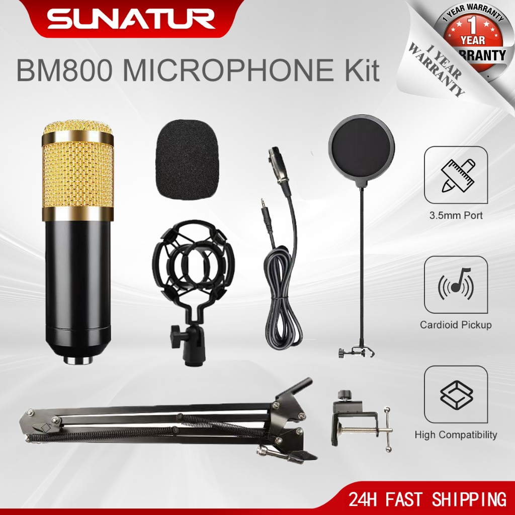 Professional BM800 Condenser Microphone Kit For Radio Braodcasting PC Live Singing Recording Mic ...