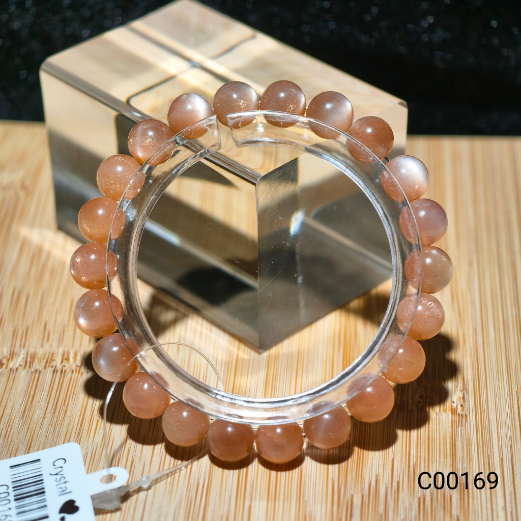 -C00169- Natural Orange Moonstone Bracelet 8.5mm ️ Gelang Batu Bulan ...