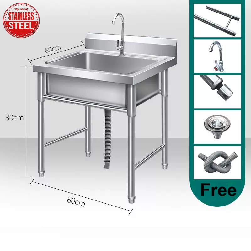 STAINLESS STEEL SINGLE BOWL SINK BASIN COMMERCIAL /SINKI BASUH CUCI ...