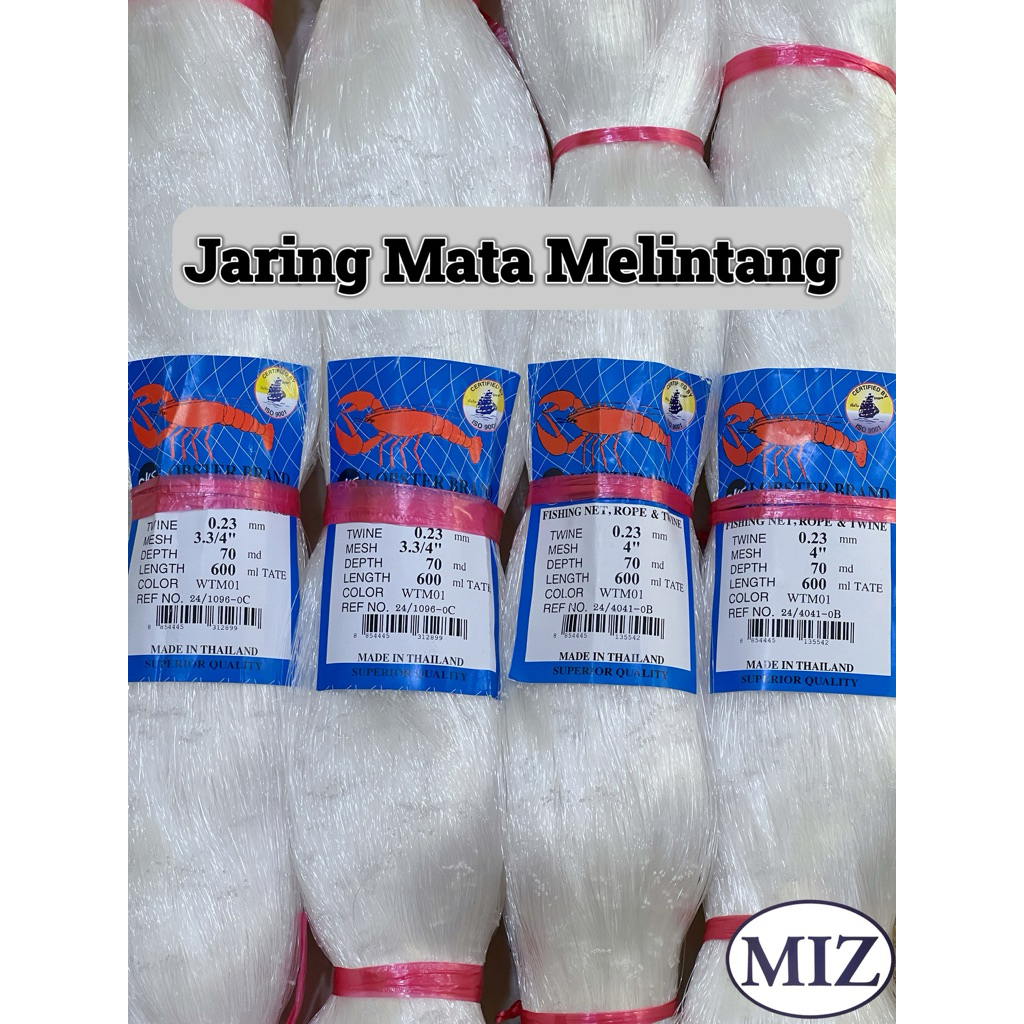 023 x 3 3/4" 4" x 70MD x 600ML Mata Melintang Fishing Net Jaring Tangsi ...