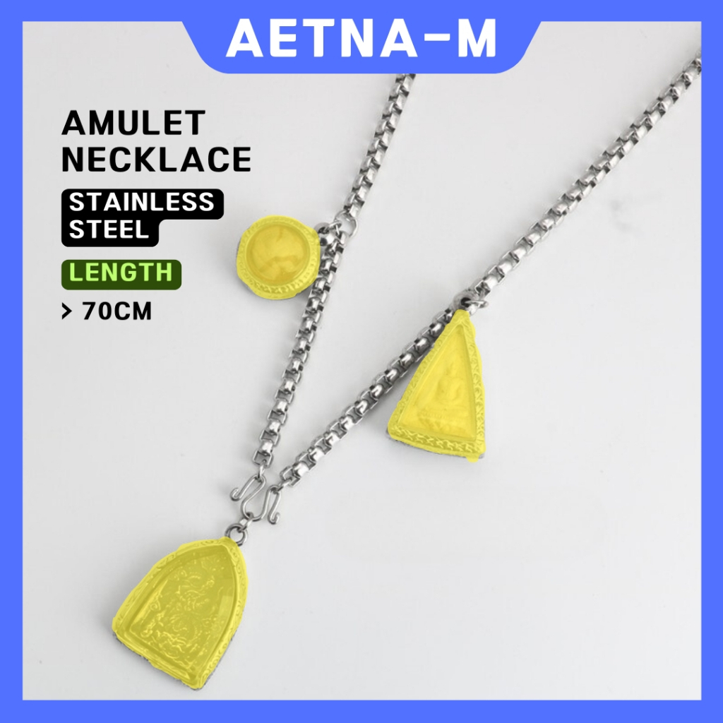 3/4mm 70CM Stainless Steel Amulet Necklace With M Shape Clasp Hook ...