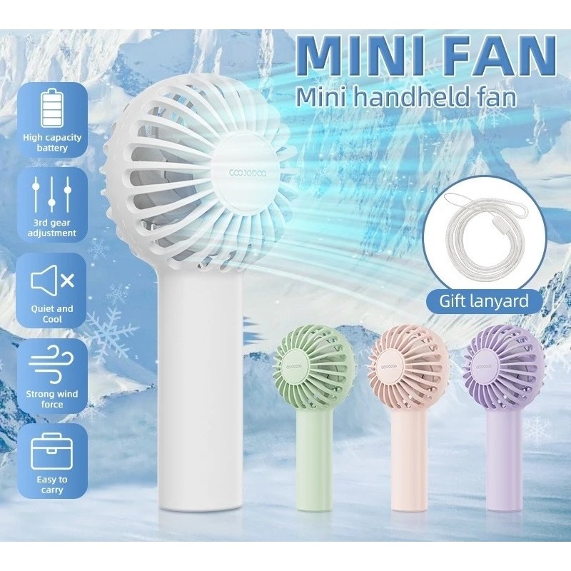 GOOJODOQ 3000mAh mini fan USB Portable Kipas Mini 3 Speed Powerful ...