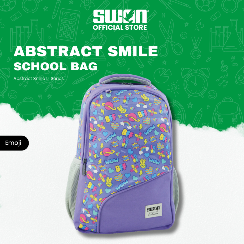 Swan Abstract 2 Smile (L1) School Bag Backpack - Emoji | Shopee Malaysia