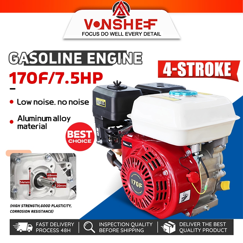 7.5HP 4-Stroke Gasoline Petrol Engine 20mm Key Thread Type | Heavy Duty l 170F -High Quality Air ...