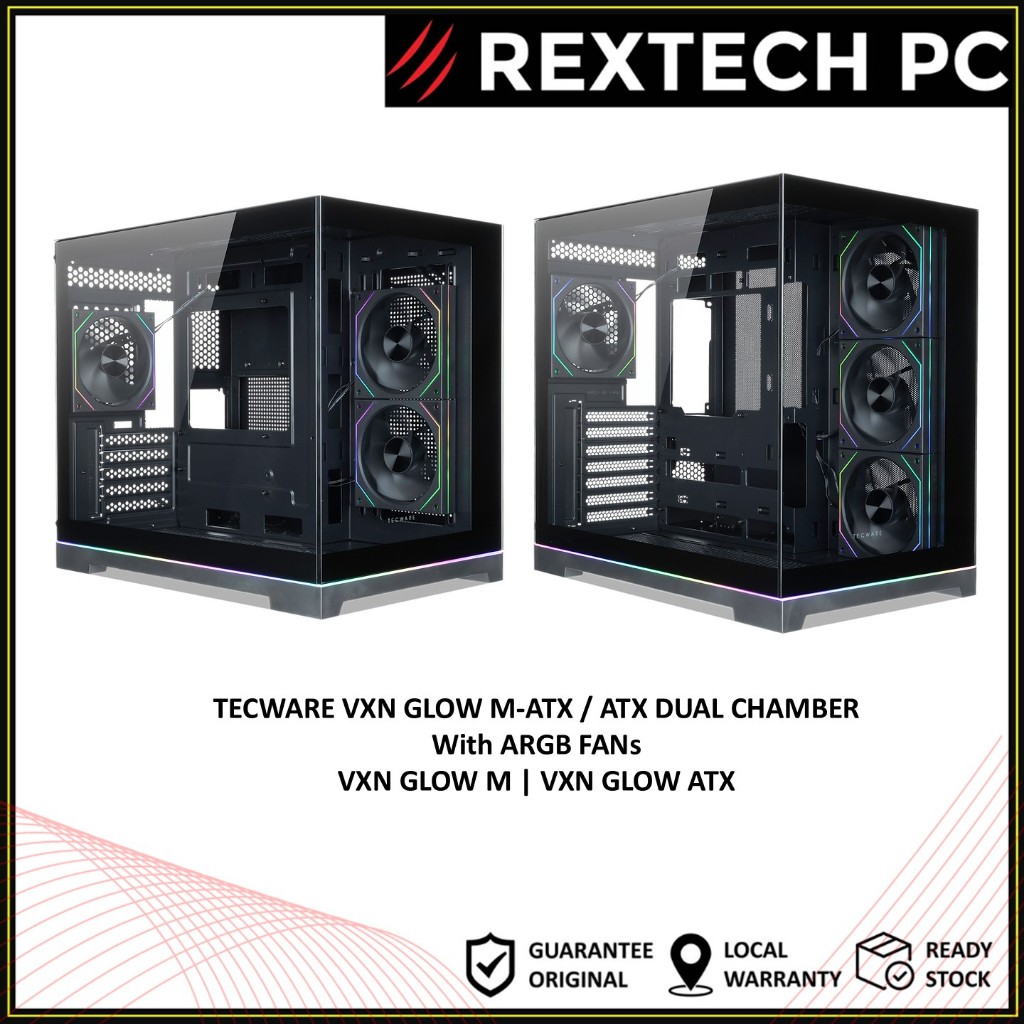 TECWARE VXN GLOW M-ATX / VXN GLOW ATX ARGB FANS DUAL CHAMBER TG PC ...