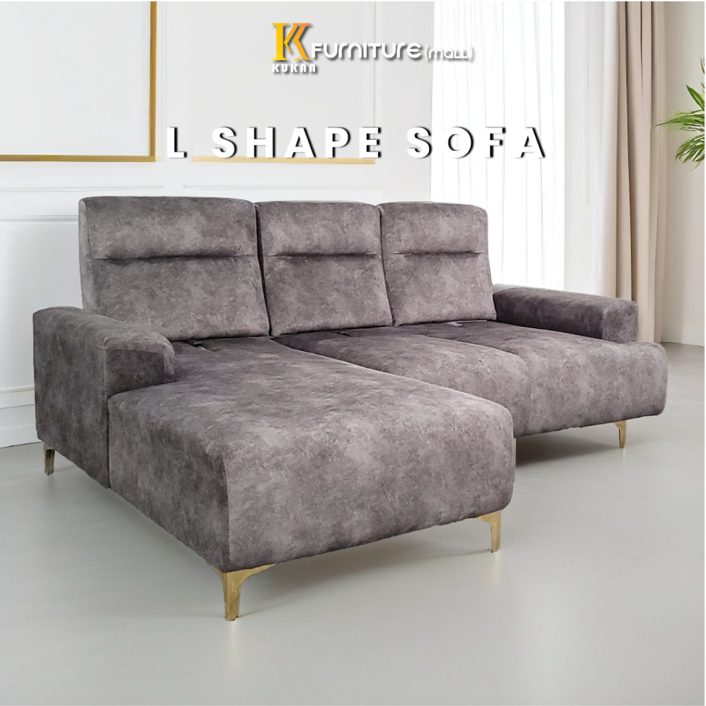 Modern L Shape Sofa Murah Push Back Sofa Besar Kusyen Cushion Kerusi ...