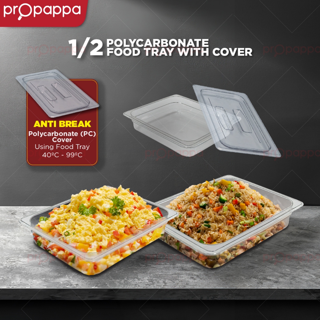 Propappa - 1/2 Polycarbonate Food Tray | Bekas Hidangan dengan Penutup ...