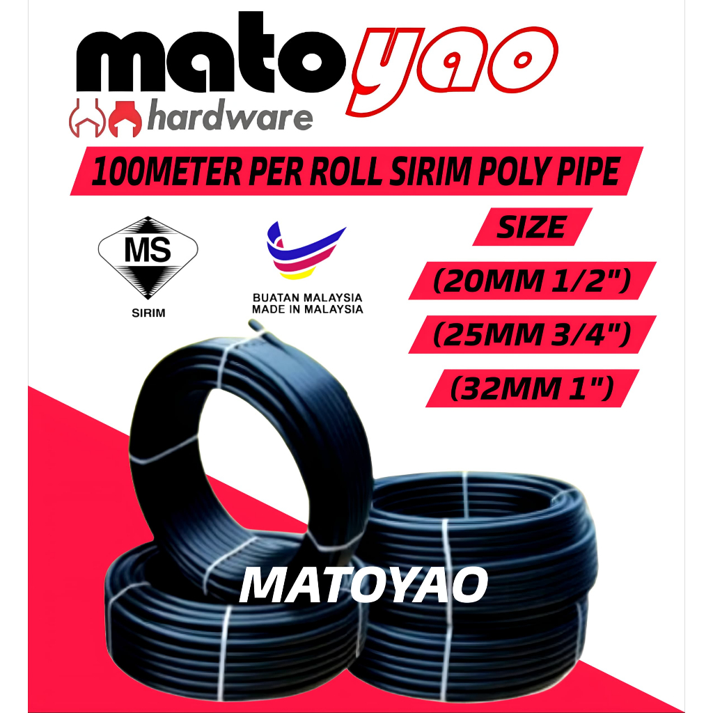 (100METER X 20MM/25MM/32MM/ROLL) SIRIM APPROVAL HDPE POLY PIPE/PIPE ...