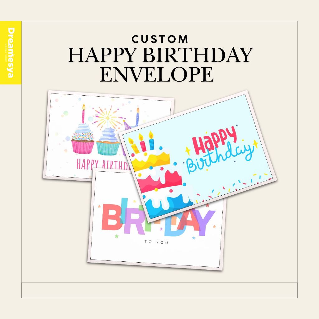 [Custom] Envelope Happy Birthday, A6 Sampul Birthday Party 70gsm, High ...