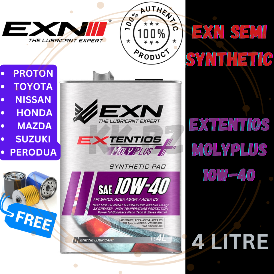 EXN 100% ORIGINAL ‖ EXN MOLYPLUS 10W40 4L - FREE OIL FILTER | Shopee ...