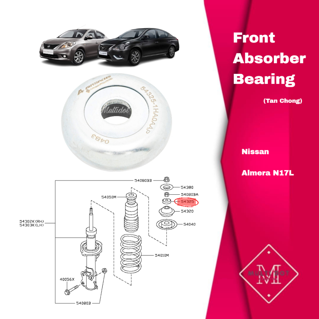 Nissan Front Absorber Bearing (1 piece)(Tan Chong Autoplus) Almera N17L 54325-1HA0A-AP | Shopee ...
