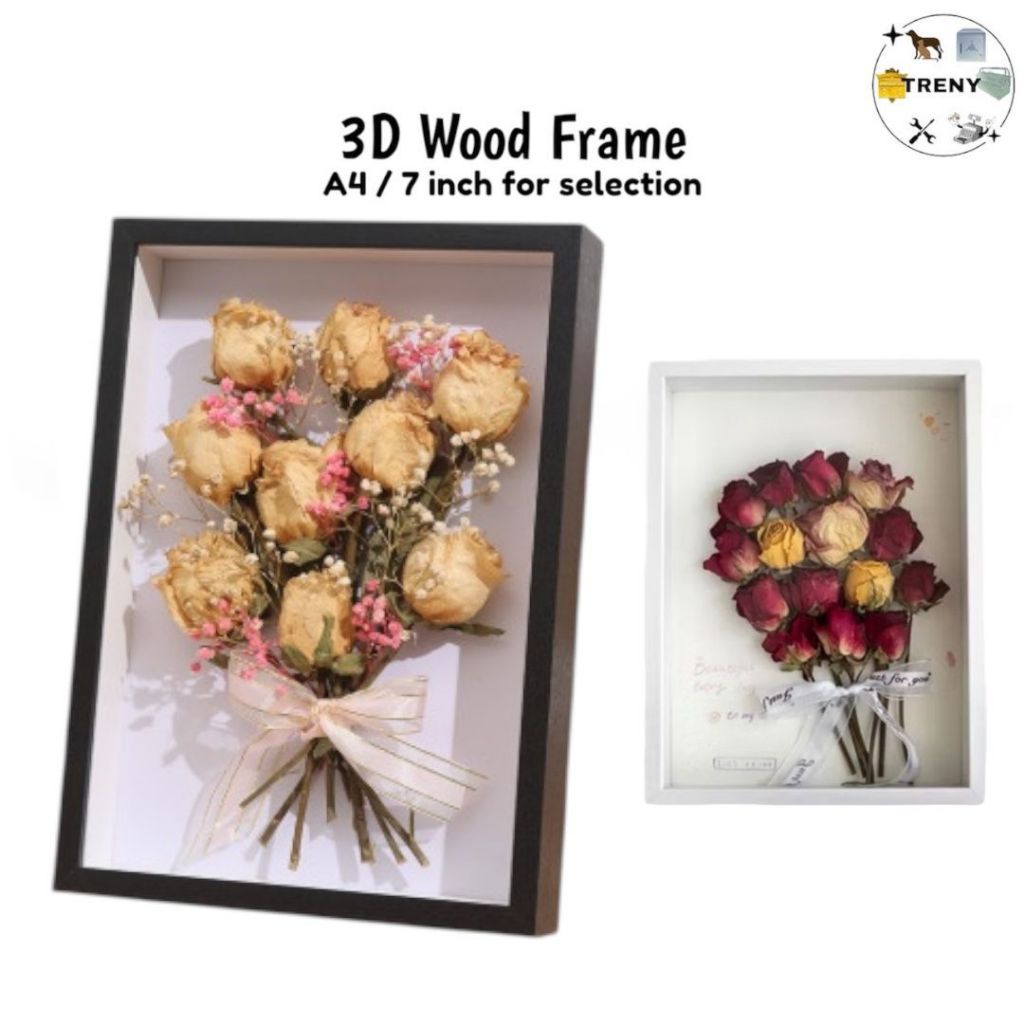 3D Hollow Frame Wood Frame Kayu Putih Mas Kahwin Duit Hantaran Photo ...