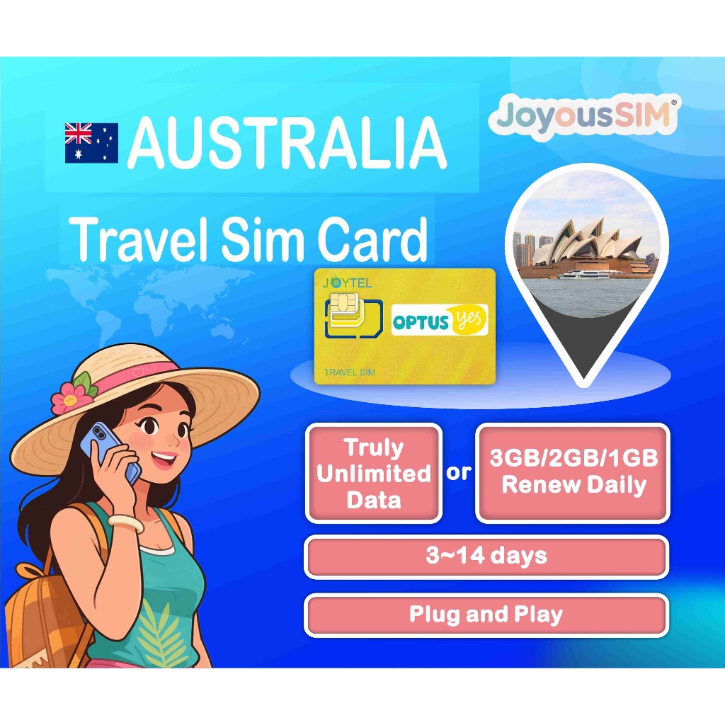 (Optus) Australia travel sim card,Unlimited data,or 3GB/2GB/1GB renew ...