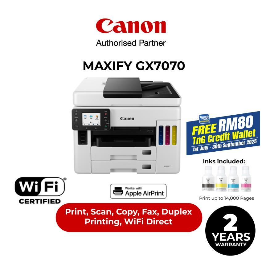 Canon Printer MAXIFY GX7070 - Print, Scan, Copy, Fax - Wireless, Wired LAN, Mopria, AirPrint ...