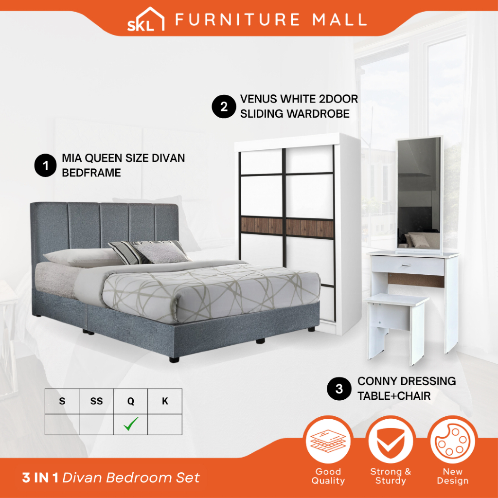 🔥RM499 QUEEN Bedroom Set🔥 Set Bilik Moden / Bedroom Set Moden/Bedroom ...
