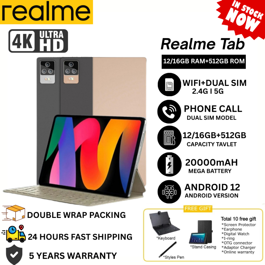 🔥2025 Realme Pad P70 | 12” 5G Tablet Android | 16GB+512GB | Snapdragon 865 | Big Battery ...
