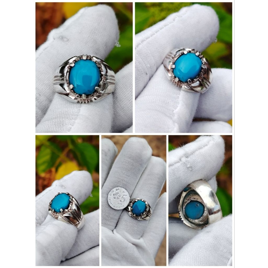 Natural Firus Iran nesyabur skyblue silver ring | Shopee Malaysia