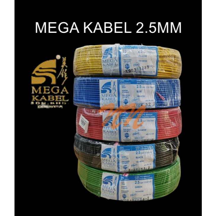 MEGA KABEL 2.5MM 100% Pure Copper Cable (SIRIM APPROVE) 1Meter | Shopee ...