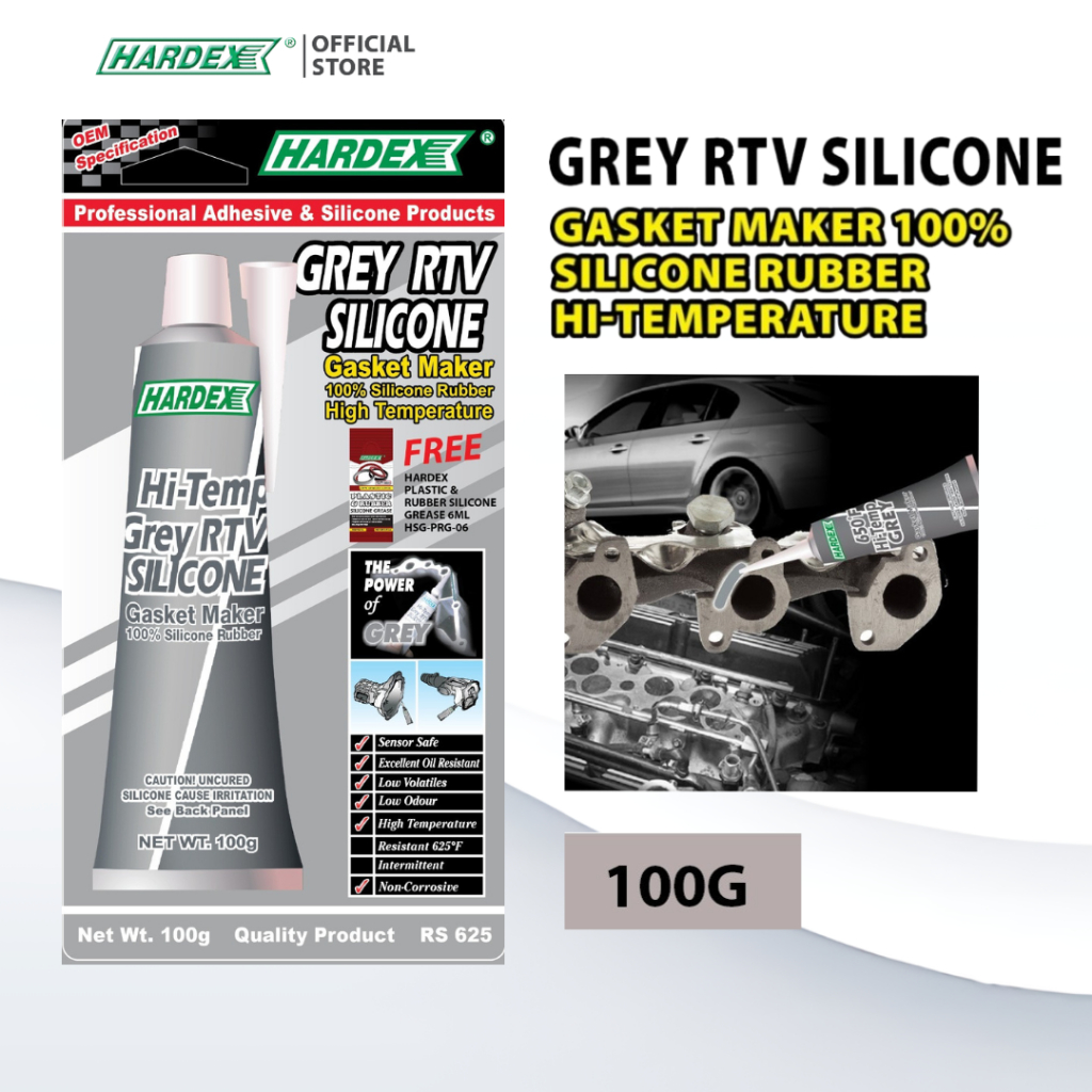 HARDEX RTV Silicone Gasket Maker Grey - (100g) With (FREE) Plastic ...