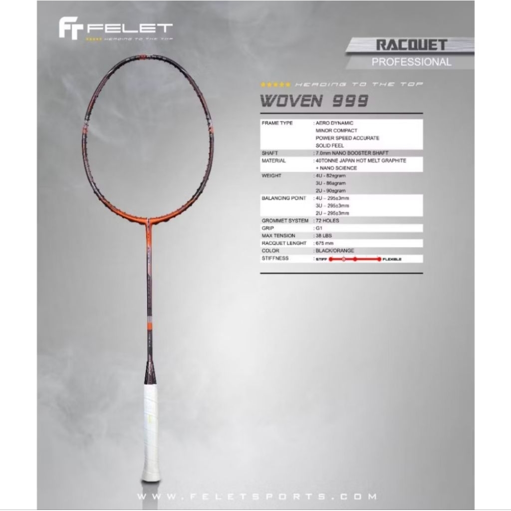 FELET WOVEN 999 BADMINTON RACKET (100% ORIGINAL) | Shopee Malaysia