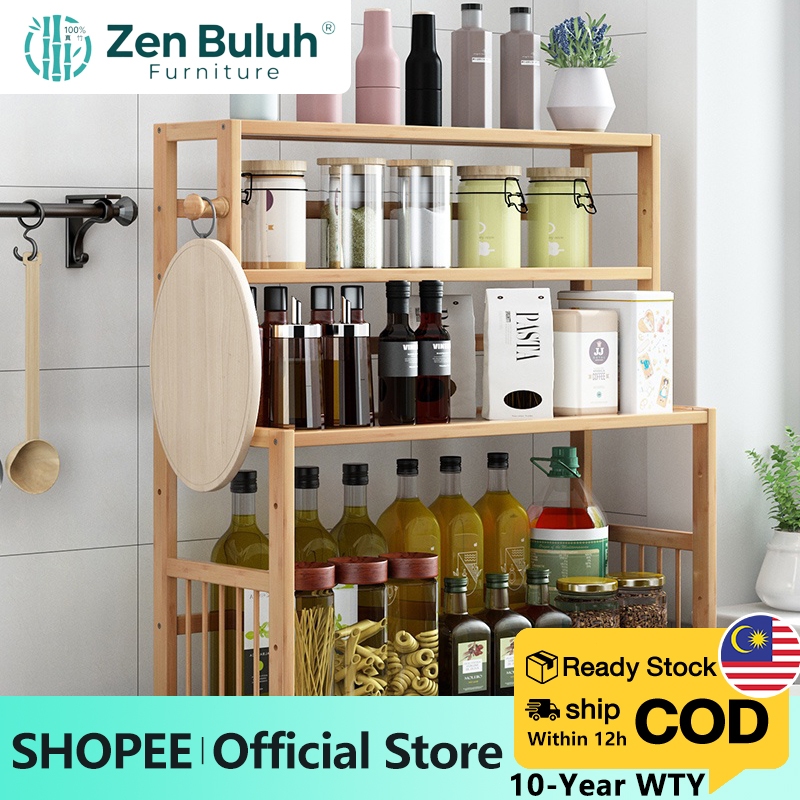 【100% BAMBOO】Rak rempah ratus Rak dapur Spice rack Kitchen rack Desktop ...
