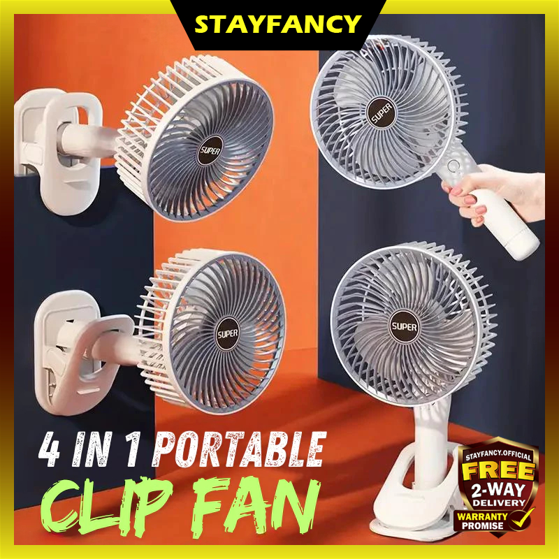 S.F Kipas Mini 4in1 Rechargeable Handheld Clip Fan With Portable ...