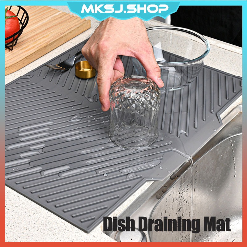 Draining Mat Kitchen Anti-slip Silicone Dish Drying Mat Heat Resistant ...