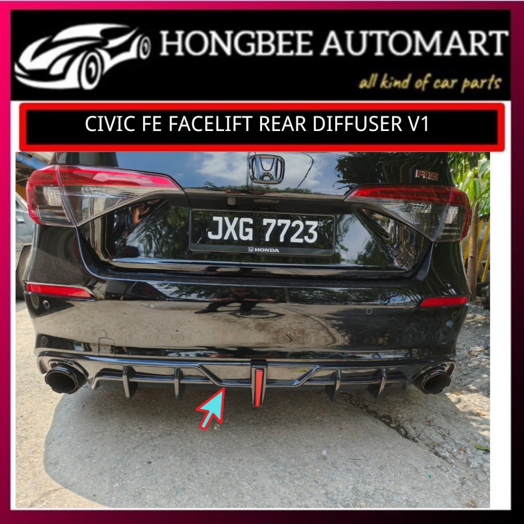 CIVIC FE FACELIFT 2025 REAR DIFFUSER BODYKIT REAR SKIRTING V1 V2 ...