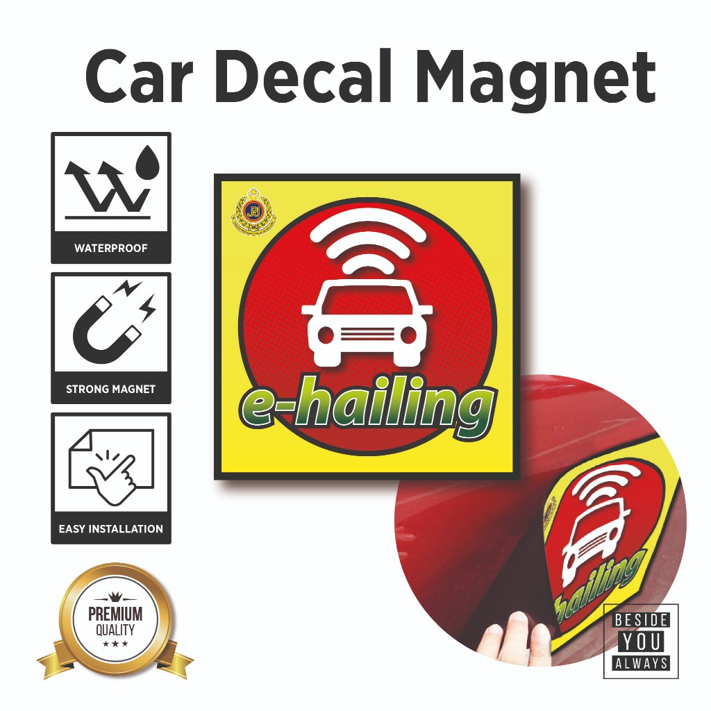 E-Hailing Car Decal Magnet/Car Magnet Sticker/Easy Stick & Remove ...