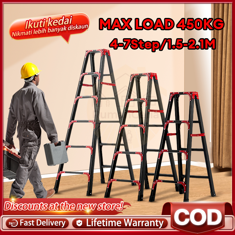 Tangga Lipat Heavy Duty Ladder Foldable Aluminum Load 450KG 4/5/6/7 ...