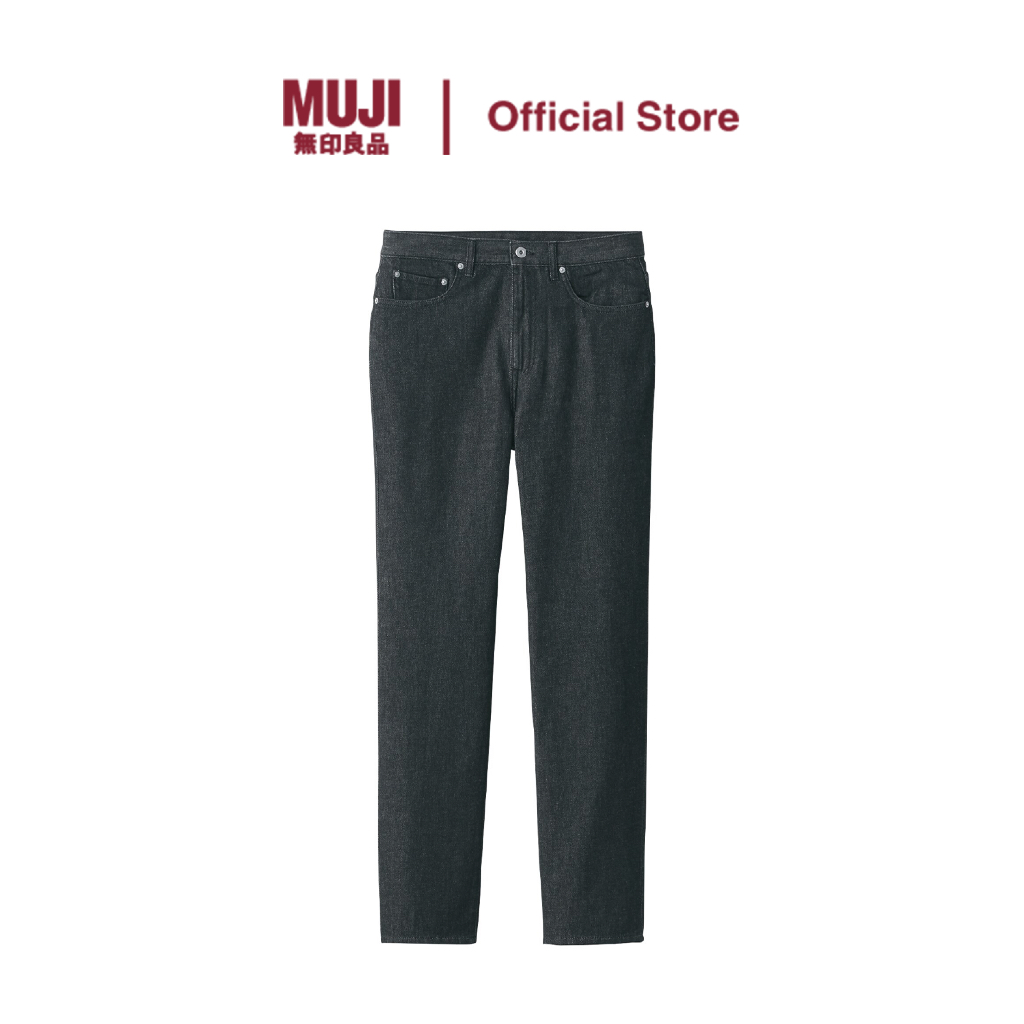 MUJI Men's Kapok Blend Stretch Denim Straight Pants (Black) | Shopee ...