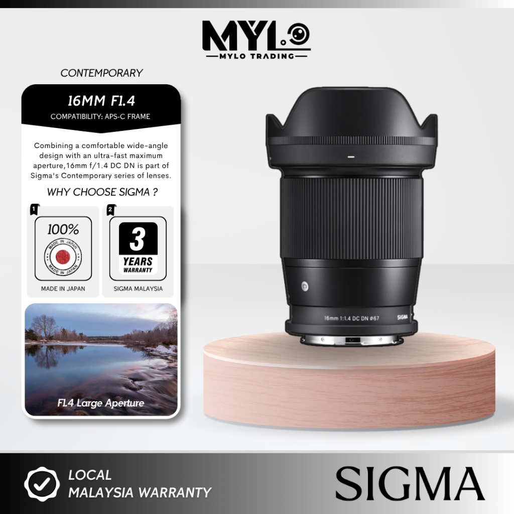 Sigma 16mm f/1.4 DC DN Contemporary Lens - SI1614EFM / SI1614M43 / SI1614S / SI1614L For Sigma ...