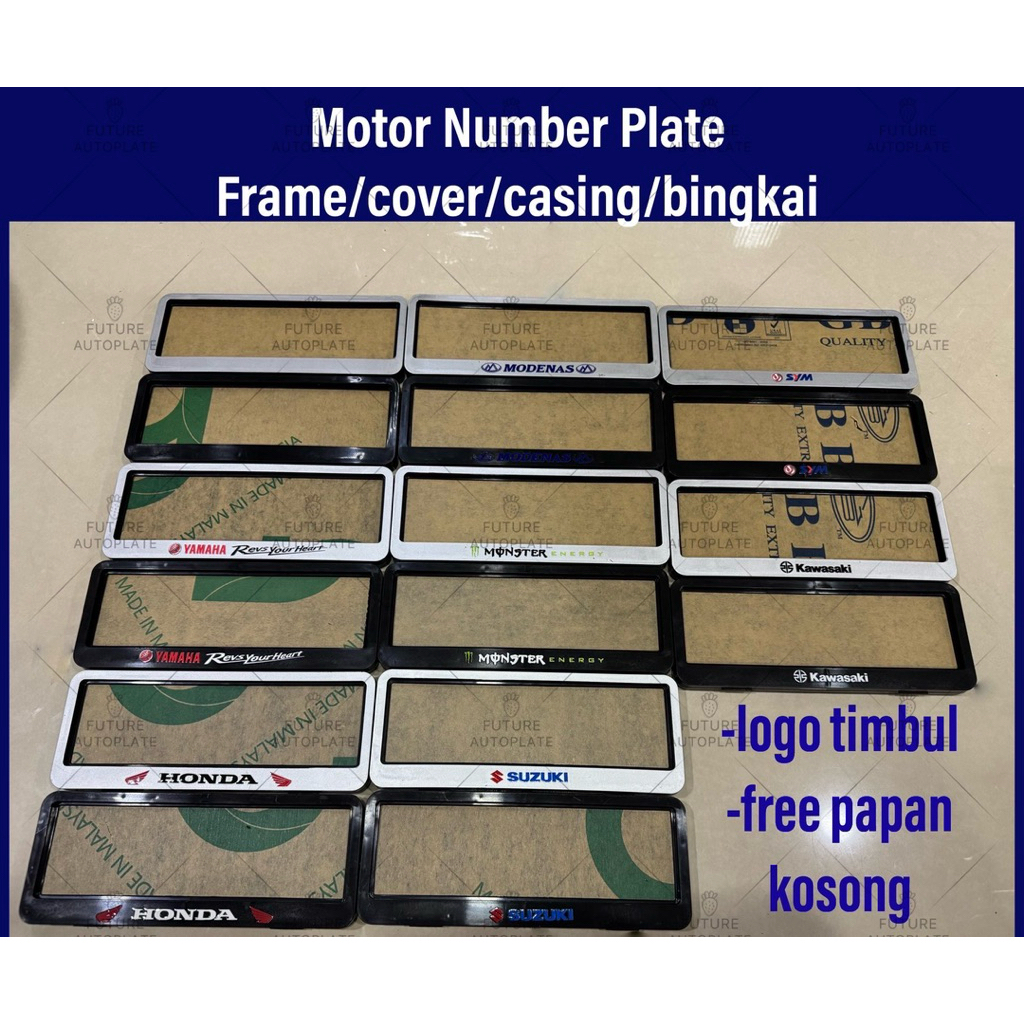 Motor SHORT Number Plate Frame/ Cover/ Casing #bingkai no plat moto ...