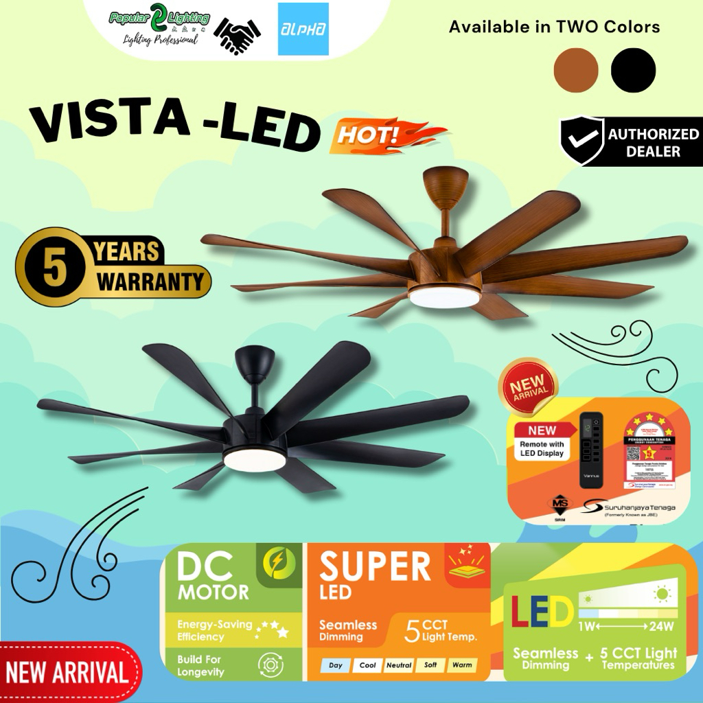Alpha Vannus Vista 8B Led 60” 24 Speed 60inch DC motor Remote control | Shopee Malaysia