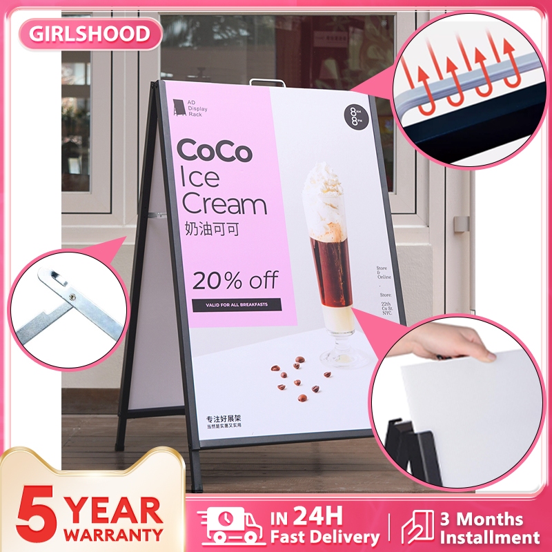 With handle Double Side A-Frame Poster 60cm x 90cm Display Stand Metal ...