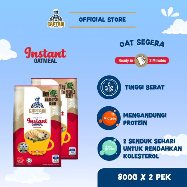 Captain Instant Oatmeal 800g - Expiry Date: 24/9/2026 | Shopee Malaysia