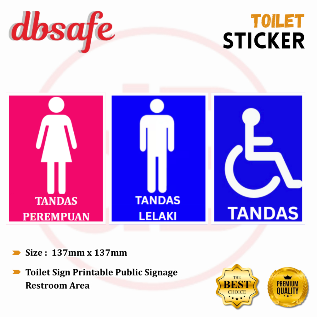 (Ready Stock) Toilet Sign Printable Public Signage Restroom Area ...