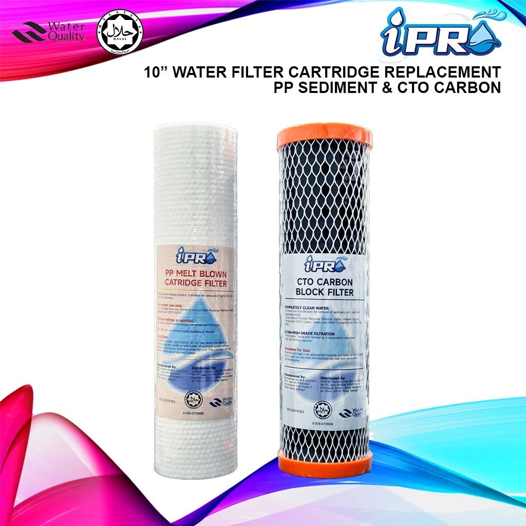 IPRO PP SEDIMENT + CTO CARBON BLOCK 10” WATER FILTER CARTRIDGE - HALAL ...