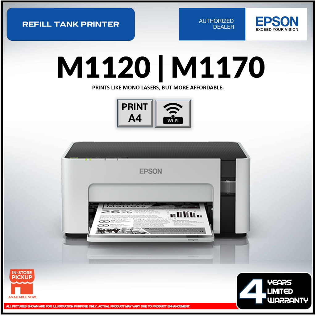 Epson Monochrome Refillable Ink Tank Single Function Wireless Printer ...